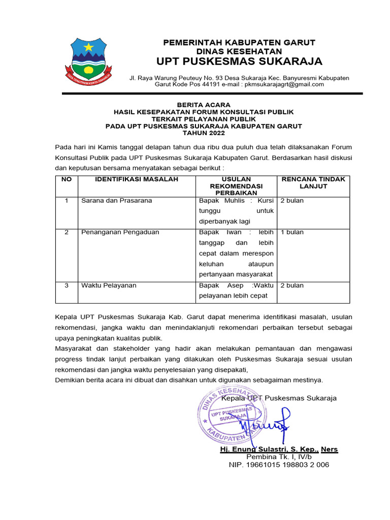 Berita Acara Forum Konsultasi Publik | PDF