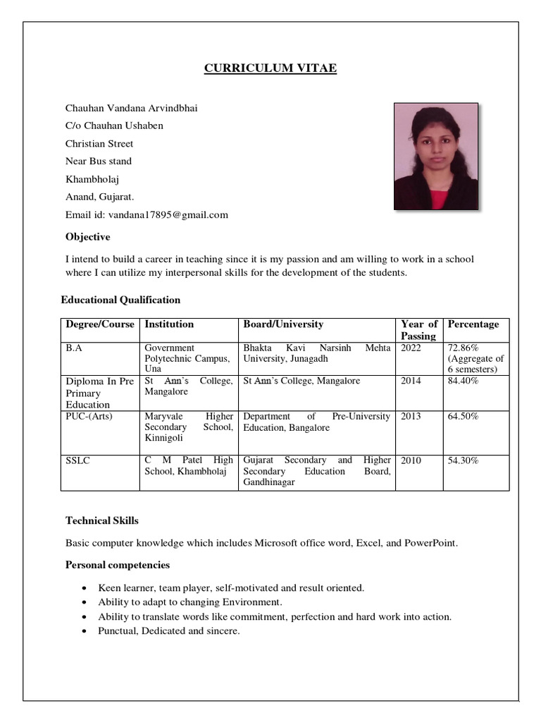 Vandana CV 3 | PDF