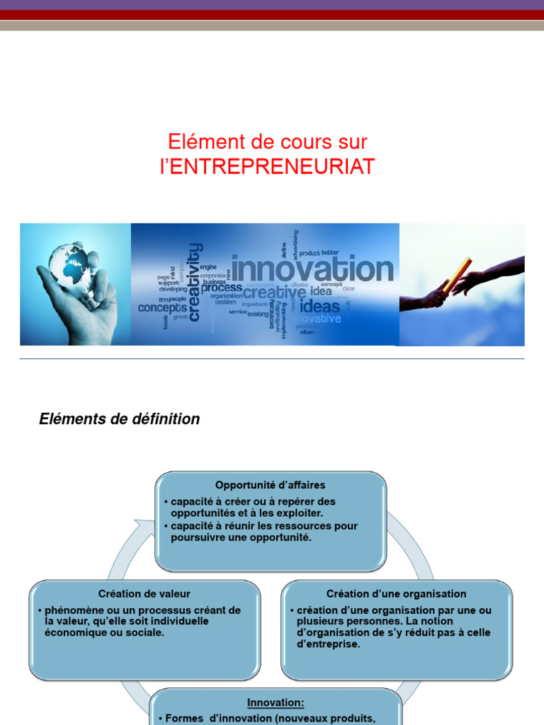 Support Presentation Cours Entrepreneuriat | PDF | Commercialisation ...