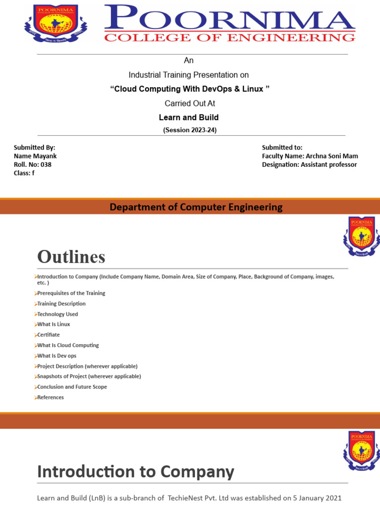 Industrail Training Presentation 2023-24 | PDF