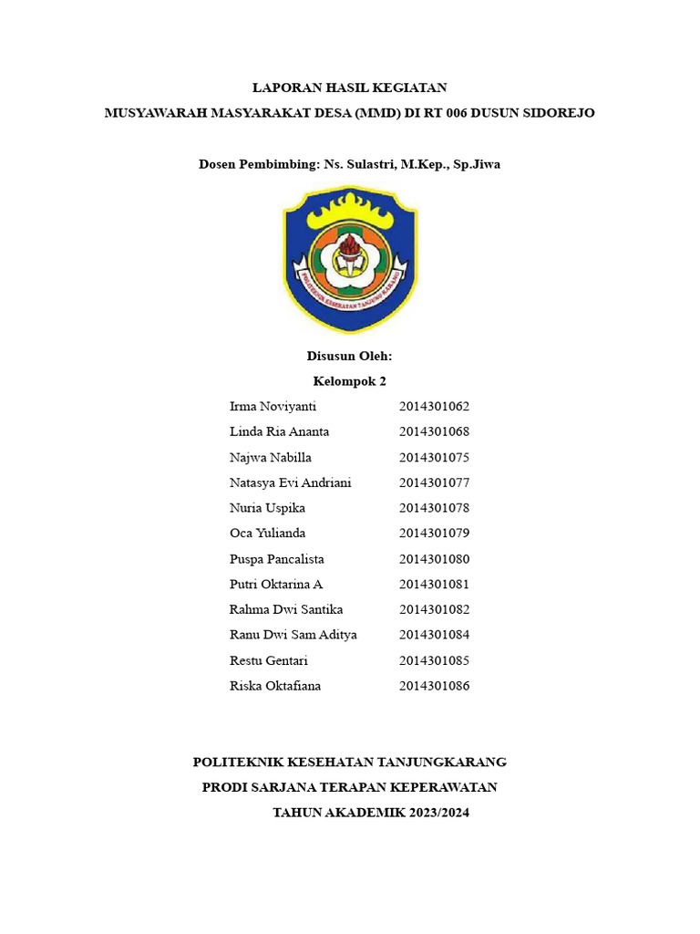 Laporan Hasil Kegiatan MMD - Kelompok 2 | PDF