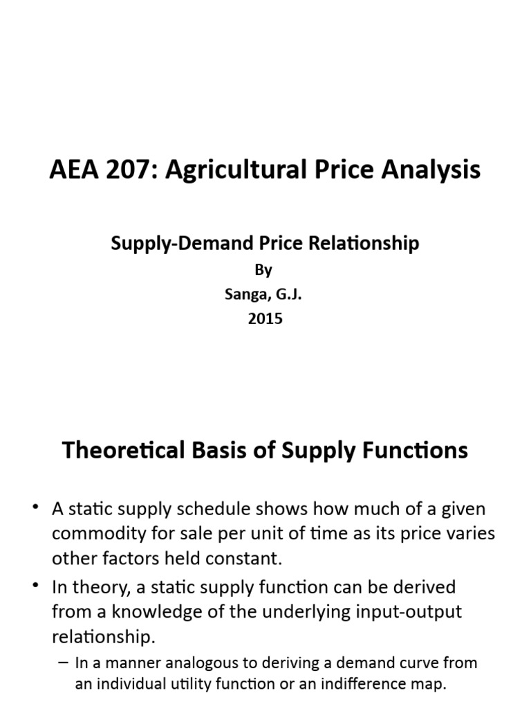 AEA 207 - Supply Demand Price Relationship | PDF | Supply (Economics ...