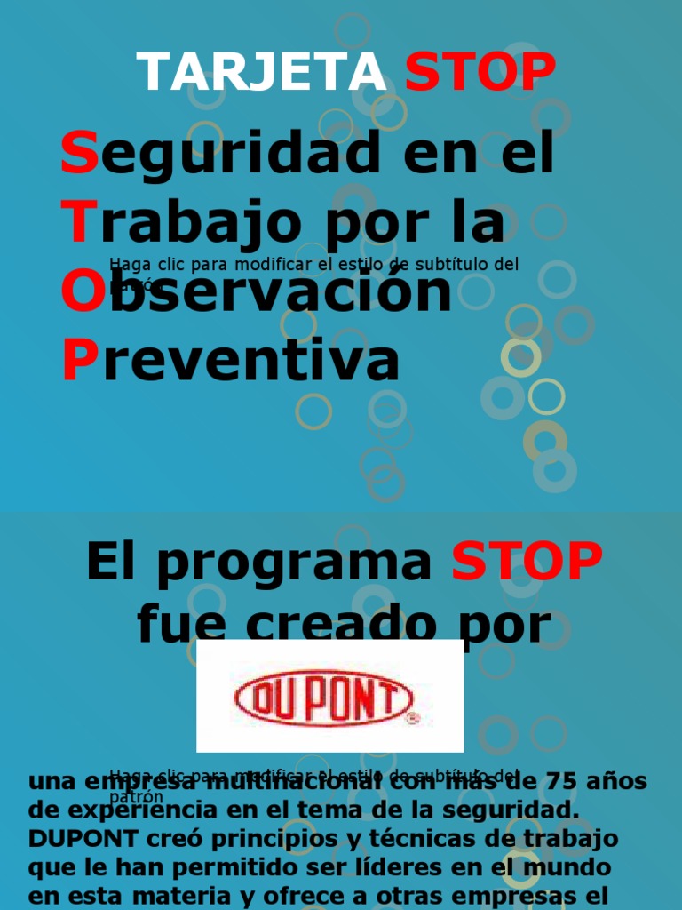 Tarjeta Stop | PDF | Estadísticas | Riesgo