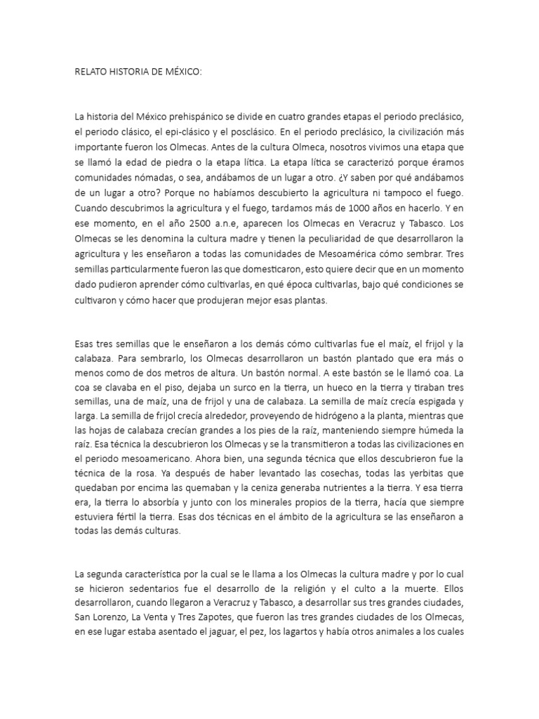 Relato Historia de México | PDF | Mesoamérica | Civilización maya