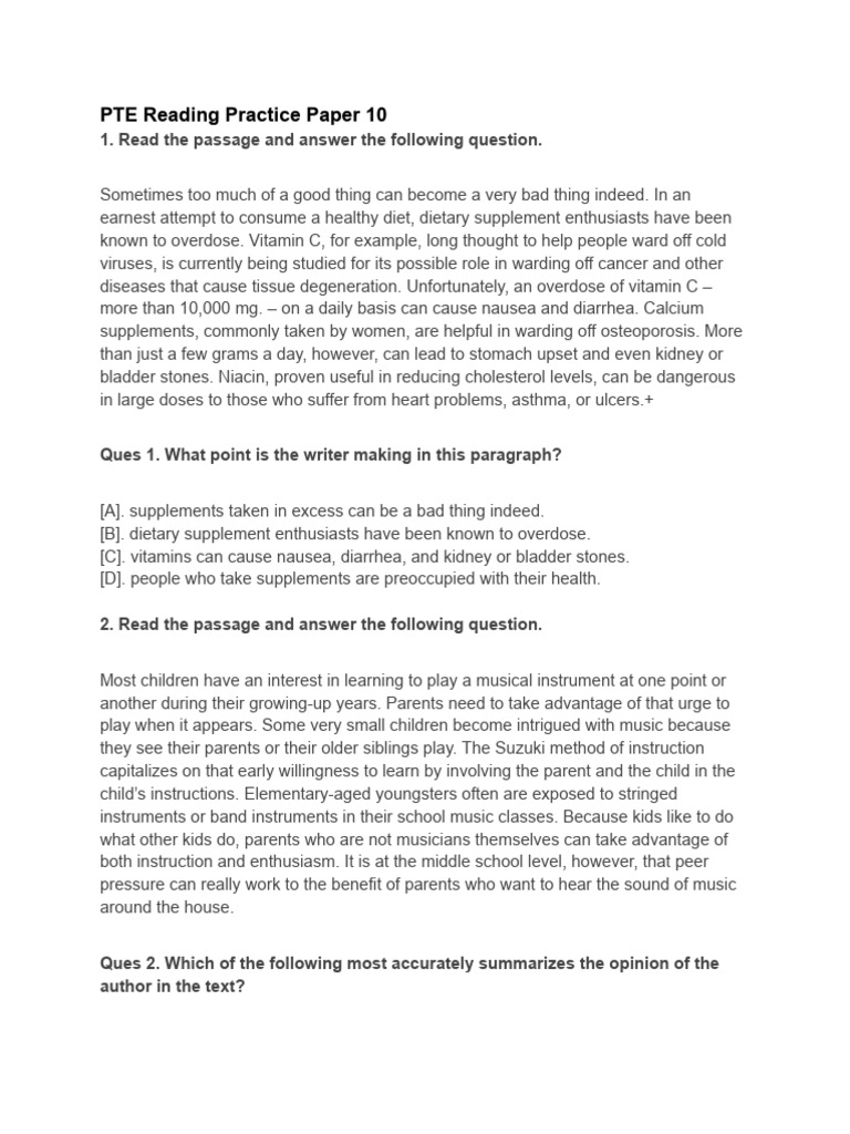 PTE Reading Practice Paper 10 Guide | PDF | Subscription Business Model ...