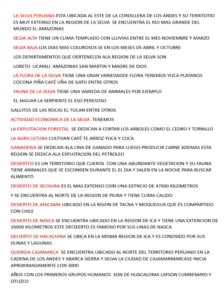 Selva Alta Selva Baja | PDF | Perú