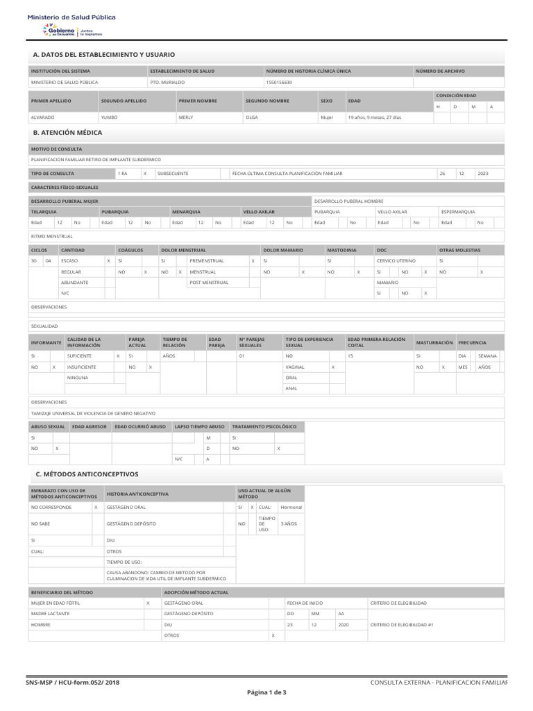 MSP - HCU-form.2017 MERLY | PDF | Control de la natalidad | El embarazo