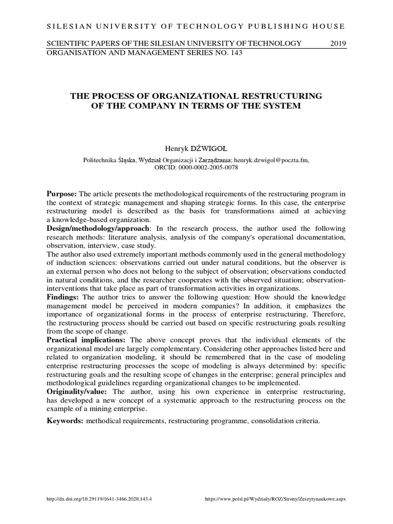 The Process of Organizational Restr | PDF | Strategic Management ...