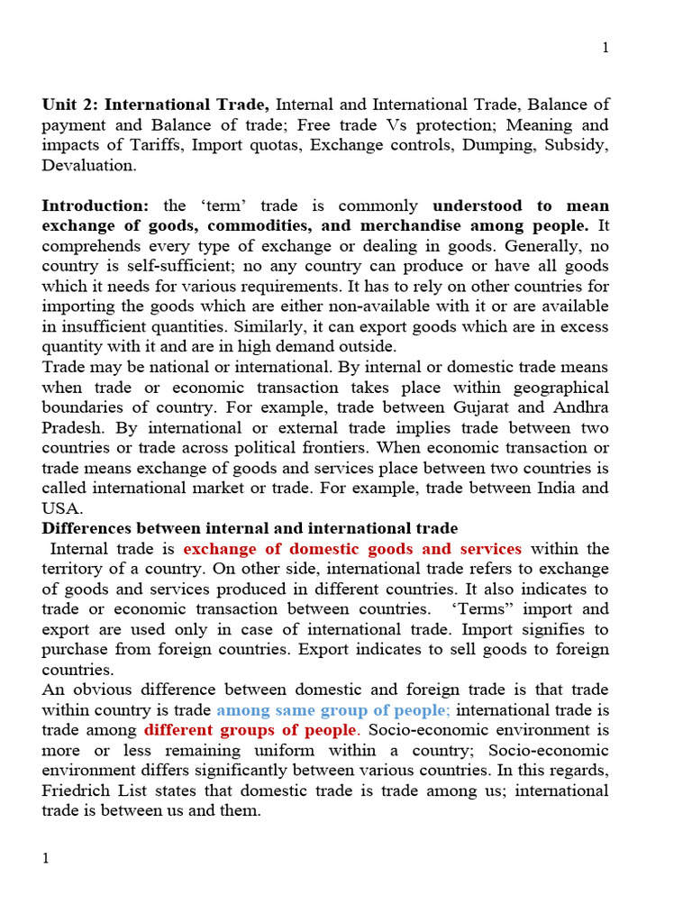 Unit 4 International Trade | PDF