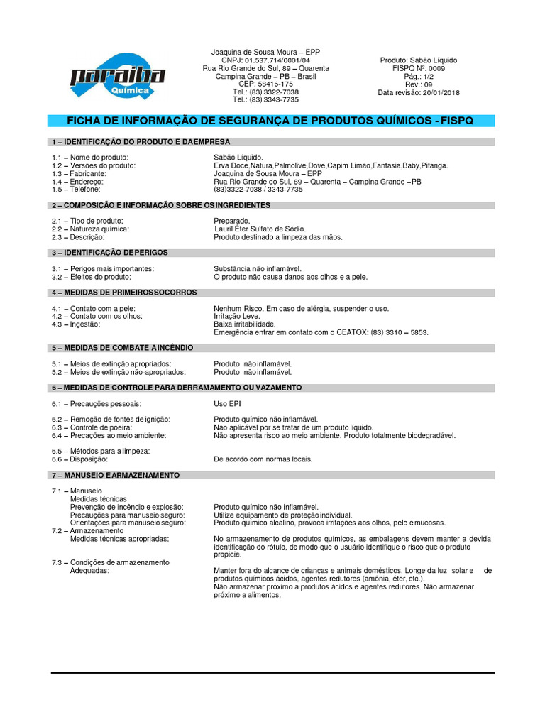 19-09-2018.143248 - 009-Fispq Sabao Liquido | PDF | Química | Natureza