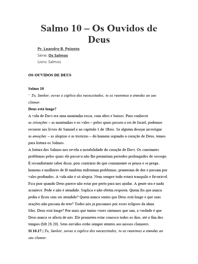 Estudo Biblico Salmo 10 | PDF