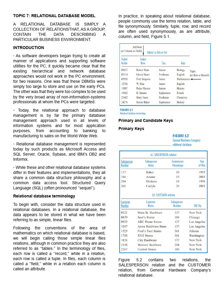 DBM Topic 7-11 | PDF | Relational Database | Databases