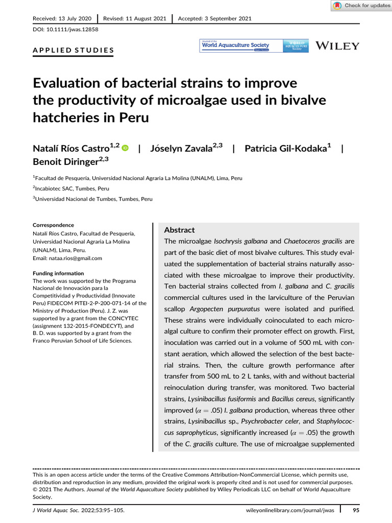 Evaluation of Bacterial Strains To Improve The Productivity of ...