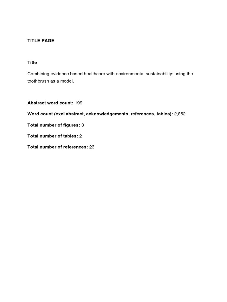Sustainable Toothbrush Life Cycle Assessment | PDF