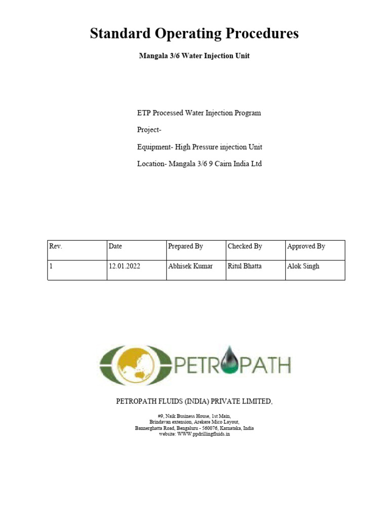 Sop For Injection Unit | PDF