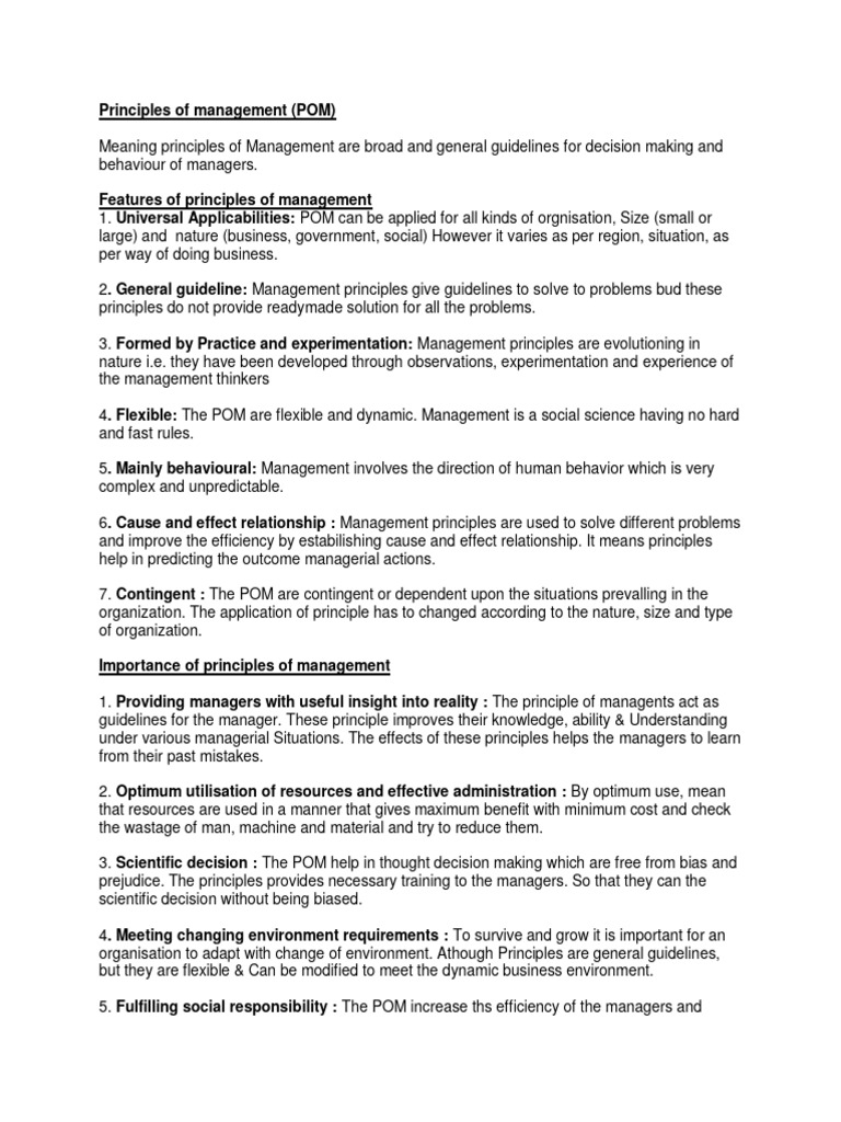 Principles of Management (POM) | PDF