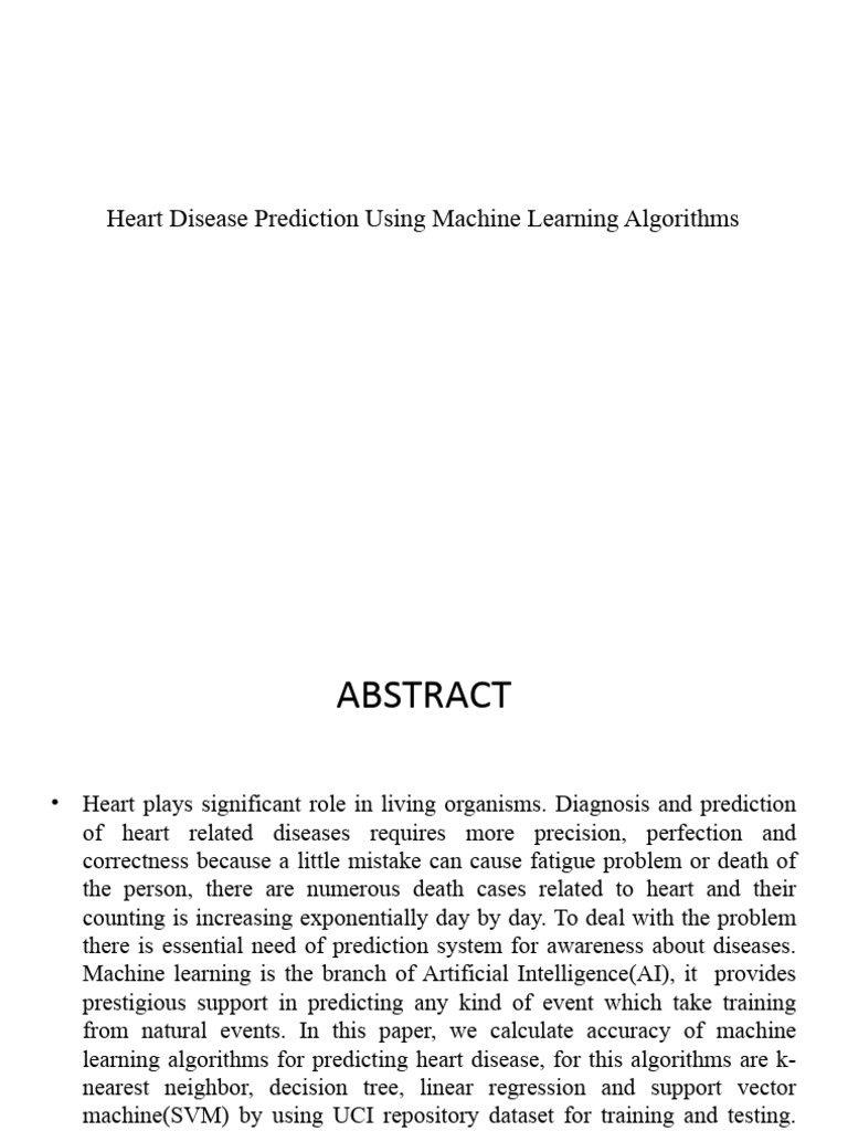 Heart Disease Prediction Using Machine Learning Algorithms Pdf Machine Learning