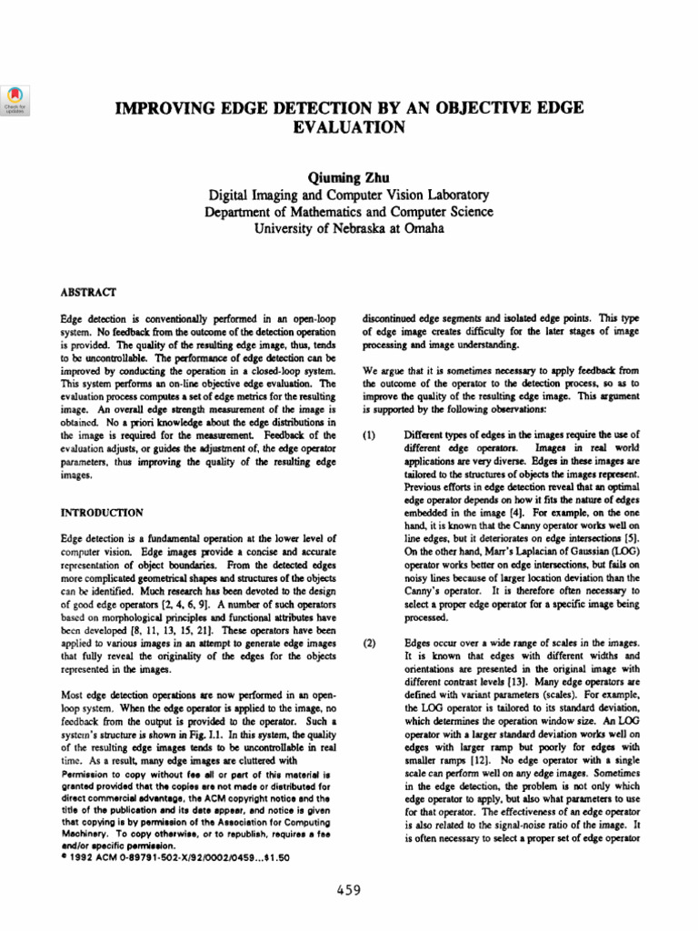 Improving Edge Detection by An Objective Edge Evaluation: Digital | PDF