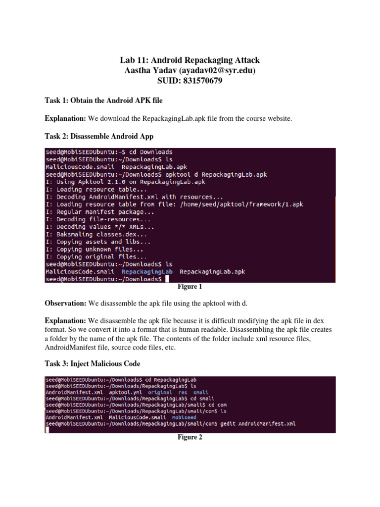Lab 11 Android Repackaging Attack | PDF | Google Play | Mobile App