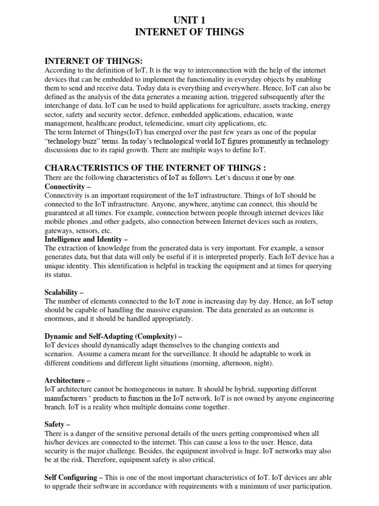 Iot Unit 1 Notes Pdf