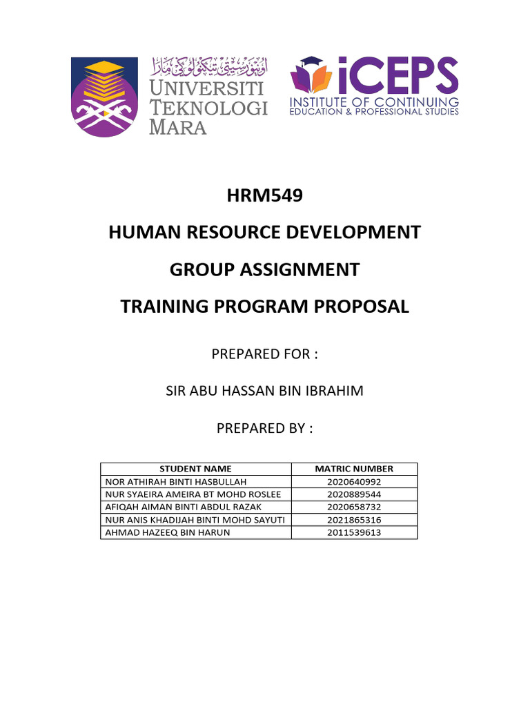 Proposal Training Program Group 2 - Nbh6a | PDF | Cognitive Science | Communication