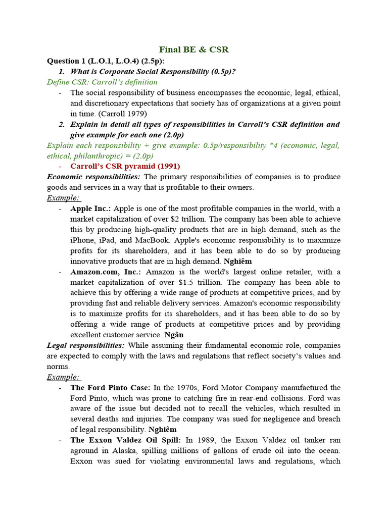 BE&CSR Cheat Sheet | PDF | John Rawls | Sustainability