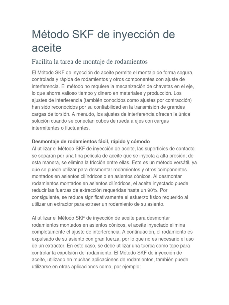 Método SKF de Inyección de Aceite | PDF | Eje | Ingeniería mecánica