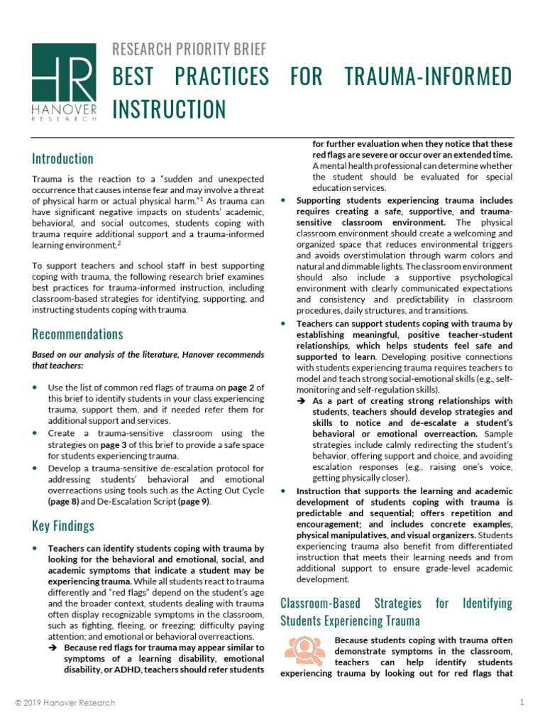 Best Practices For Trauma-Informed Instruction | Download Free PDF ...