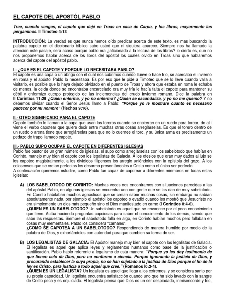 El Capote del Apóstol Pablo | PDF | Filosofía | Estudios de idiomas ...