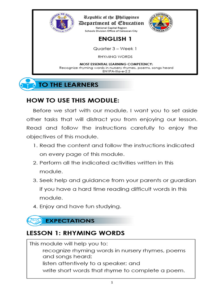 English 1 Q3 Week 1 | PDF