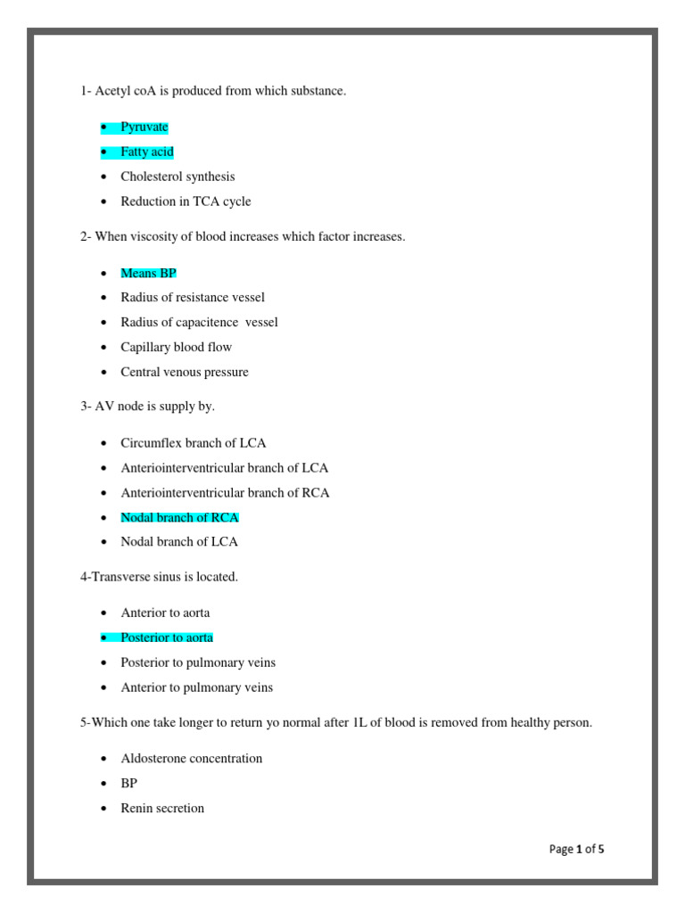 CVS__(mcq-seq)_2025-1- | PDF | Heart Valve | Artery