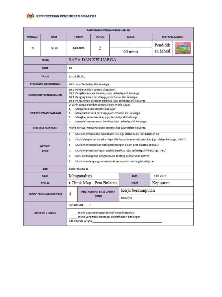 RPH Unit 10 PM Tahun 2 | PDF