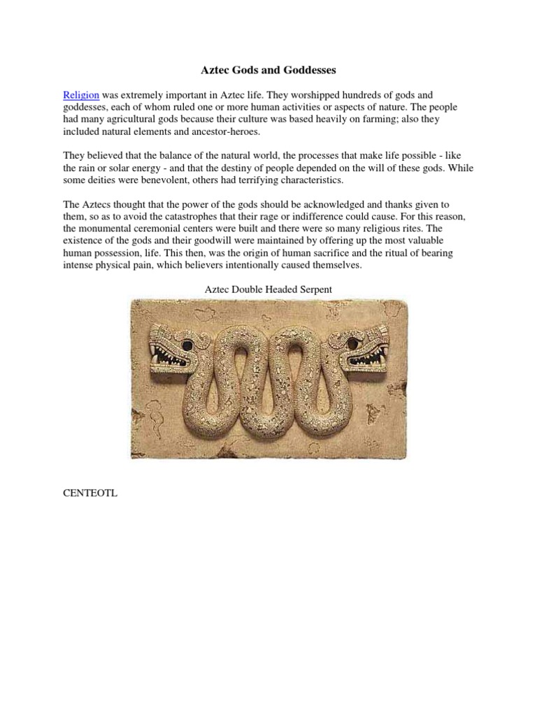 Aztec Gods and Goddesses | PDF | Polytheism | Aztec