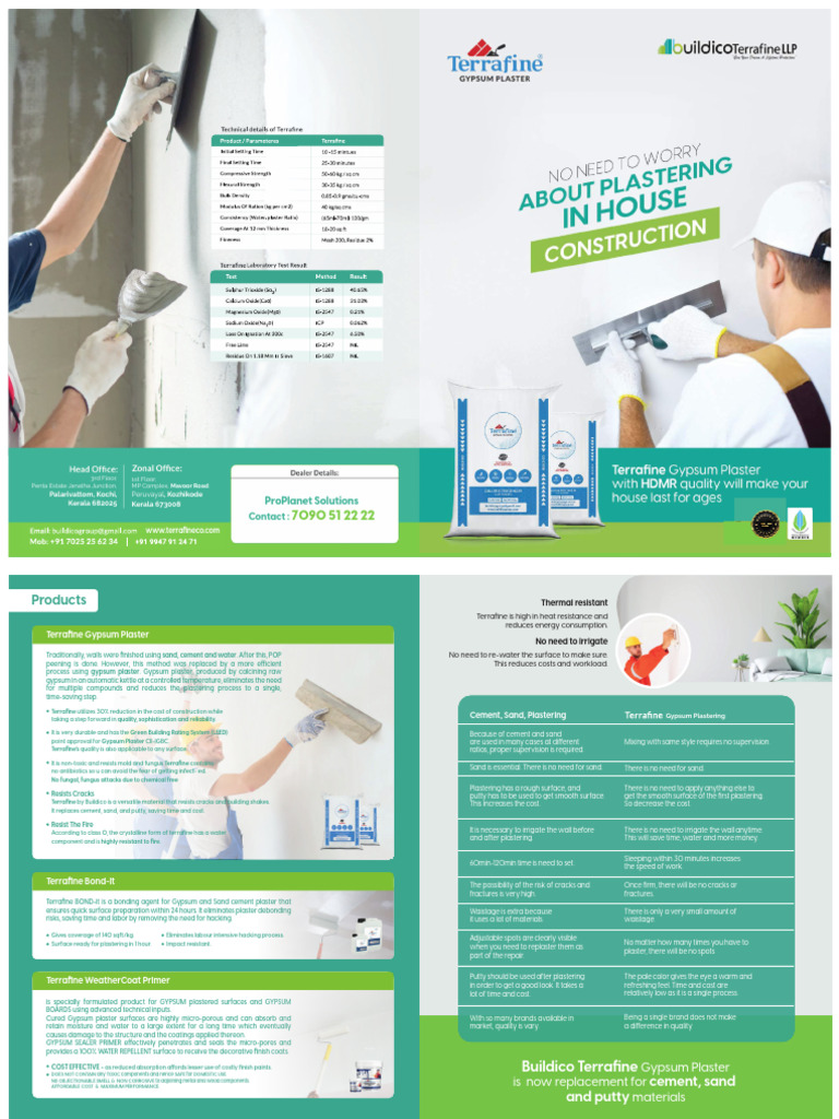 Terrafine Gypsum Plaster | PDF | Plaster | Cement