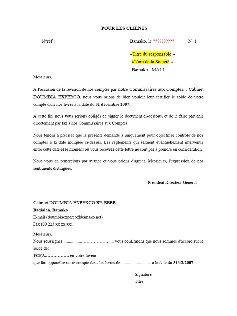 Lettre Client | PDF