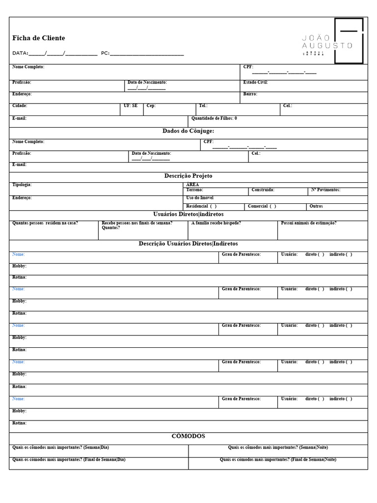 Ficha Cliente | Download grátis PDF | Informática