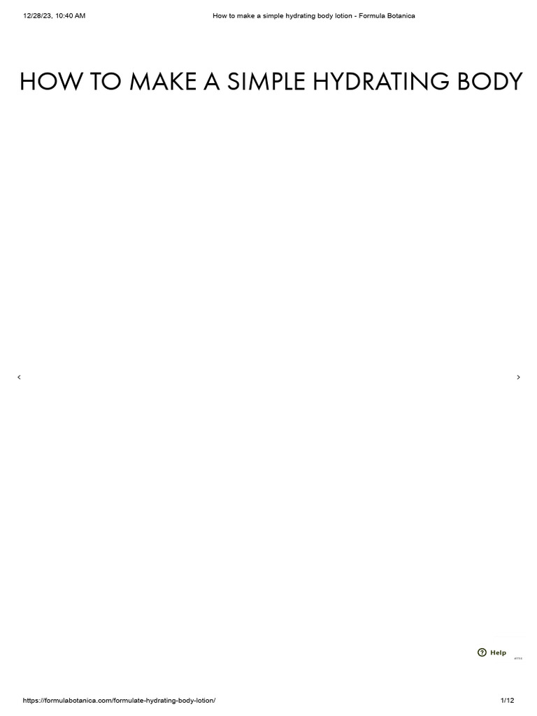 How To Make A Simple Hydrating Body Lotion - Formula Botanica | PDF ...