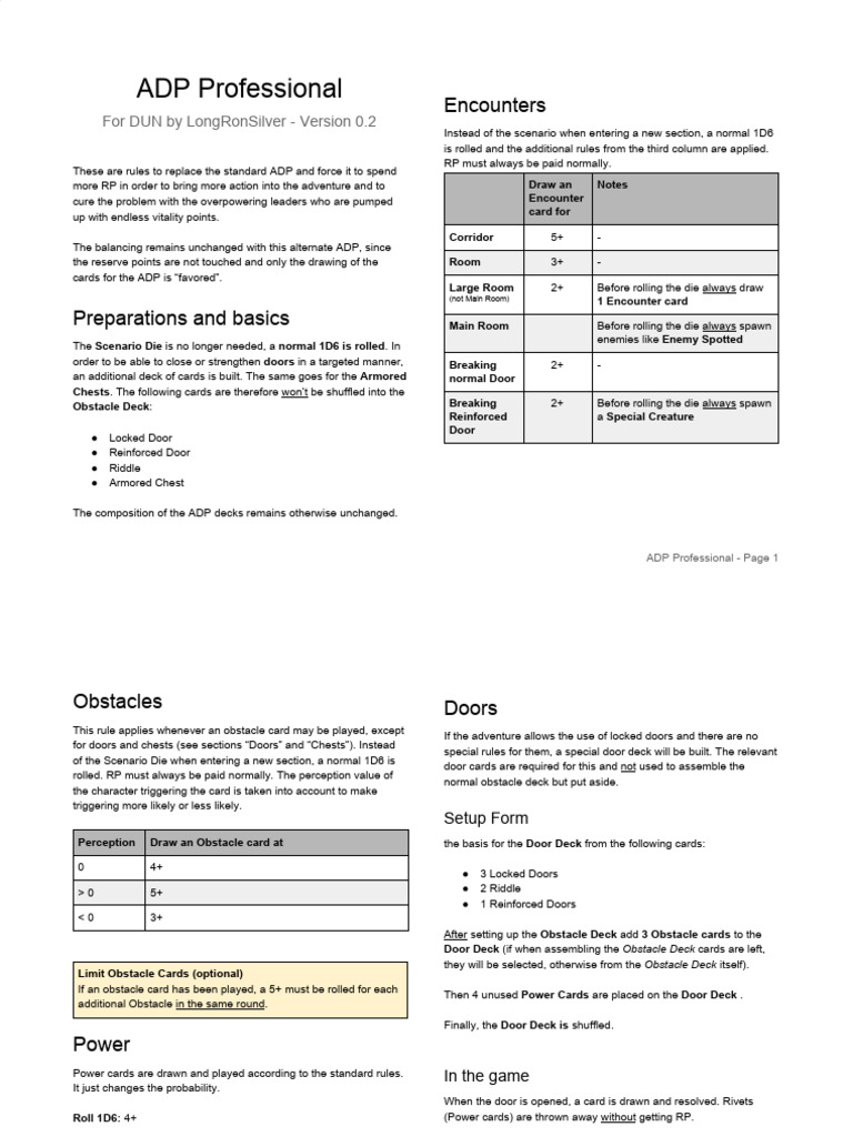 ADP Rules for RPG Enthusiasts | PDF