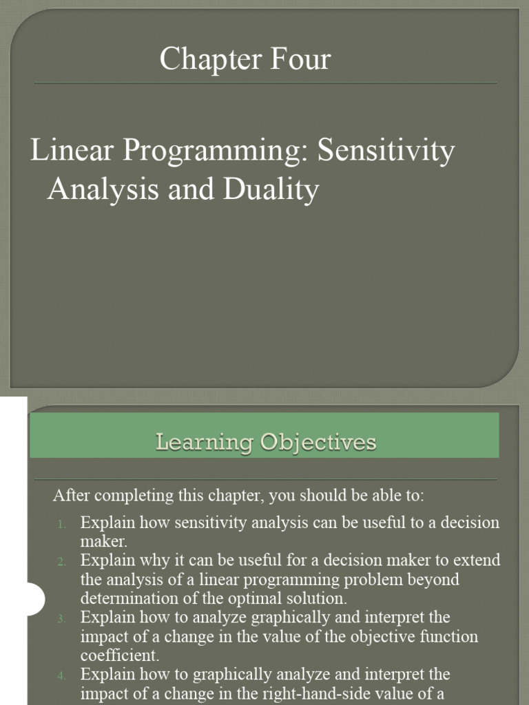 Chapter 4 Sensitivity Analysis And Duality Pdf
