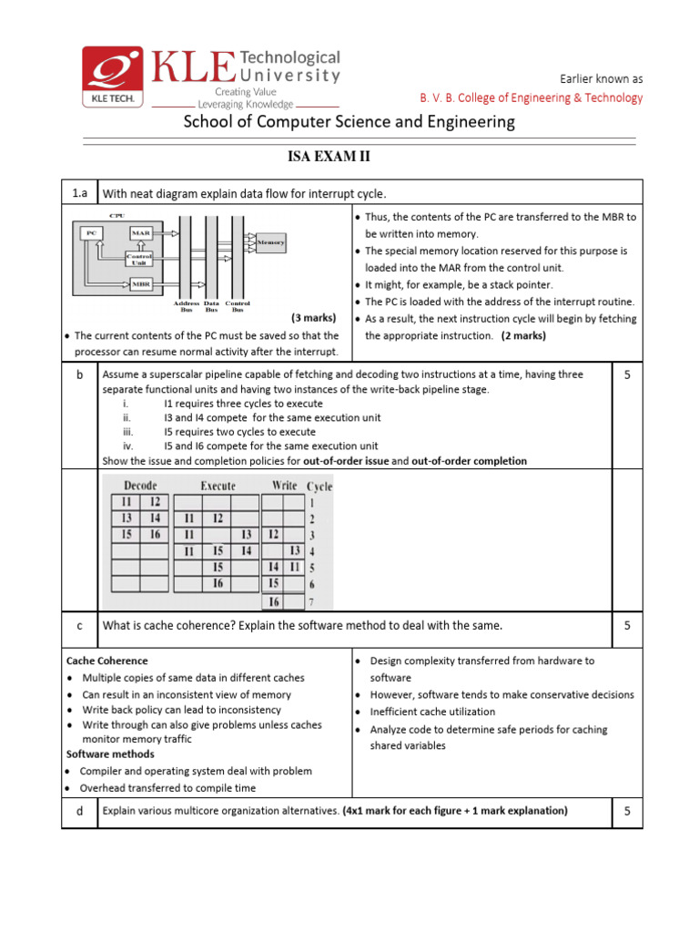 ISA 2 Regular Solution | Download Free PDF | Multi Core Processor | Cpu Cache