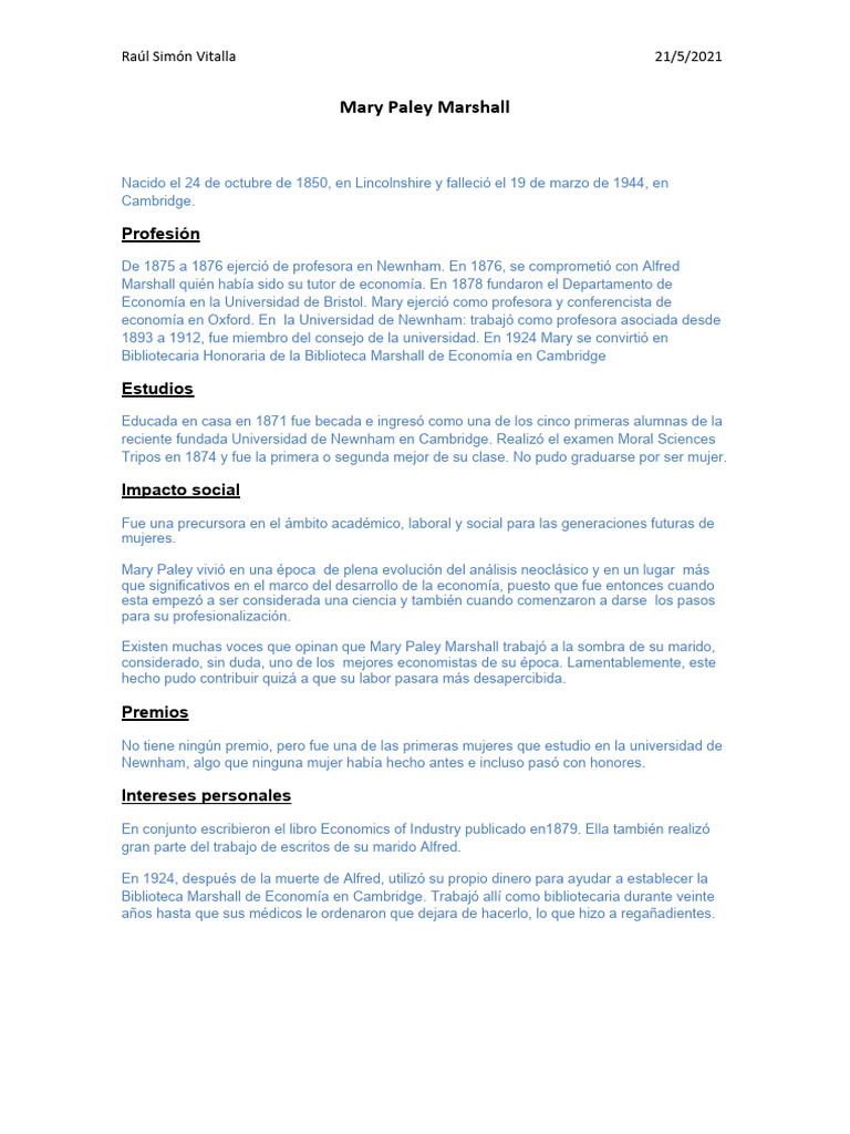 Mary Paley Marshall | PDF