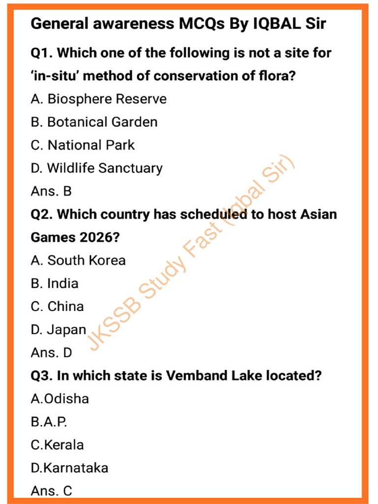 Top 50 MCQs GK by Iqbal Sir | PDF