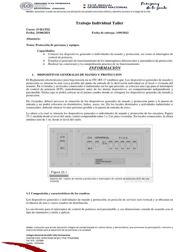 TP10. Taller. Protección de Personas y Equipos. 25.08 | PDF | Corriente eléctrica | Fusible ...