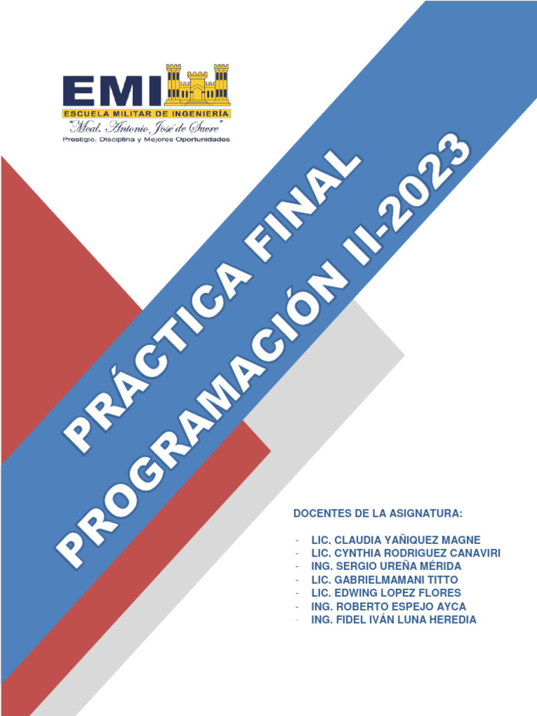 Practica Periodo Final Prog-Ii-23 | PDF | Matriz (Matemáticas) | Algoritmos
