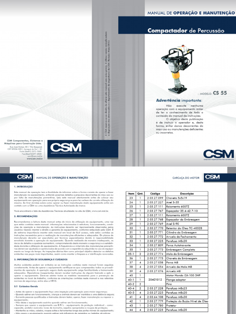 Manual Compactador CS 55 | PDF