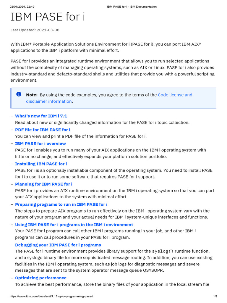 IBM PASE For I - IBM Documentation | Download Free PDF | Operating System | Application Software