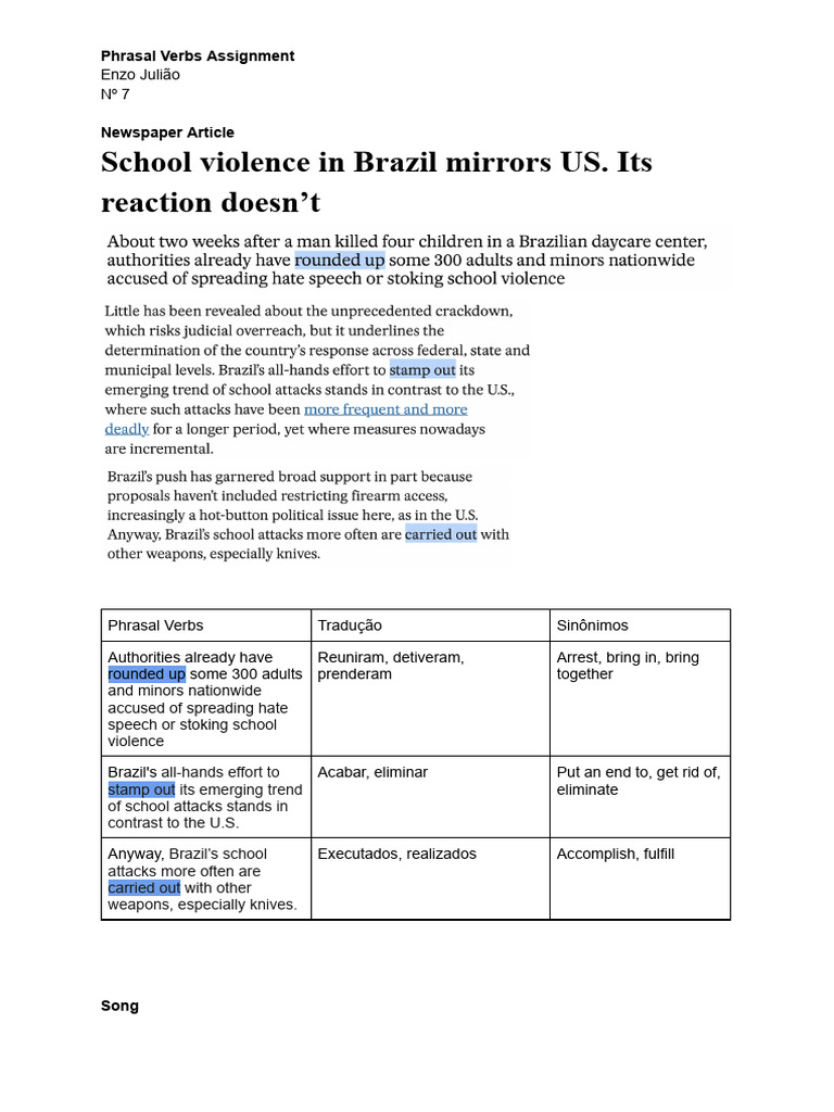 Phrasal Verbs Assignment | PDF