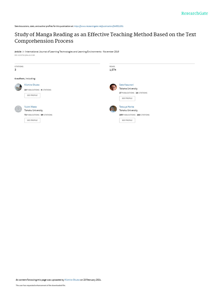 Studyof Manga Readingasan Effective Teaching Method Basedonthe Text ...