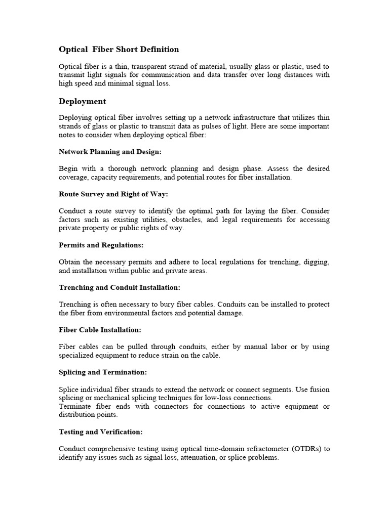 5 - Optical Fiber Dployment About PTCL | PDF