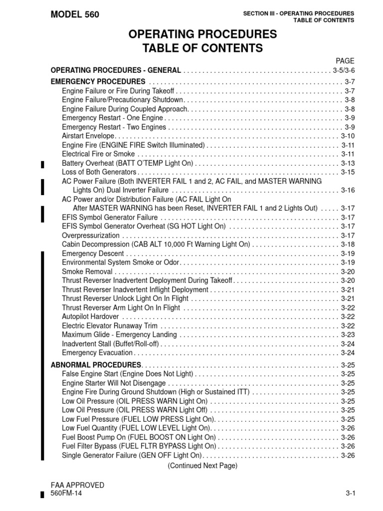 C560 7. Section III - Operating Procedures | PDF | Turbine Engine Failure | Aviation